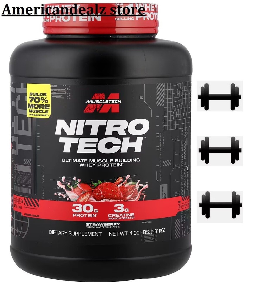 NEW MuscleTech Nitro Tech Whey Protein Milk Chocolate, Strawberry ...