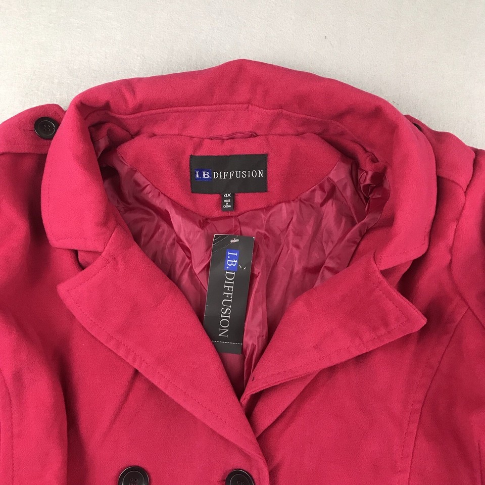 IB Diffusion Coat Womens 4X Pink Double Breasted Button Up NWT | eBay