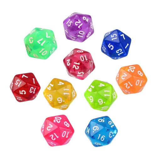 10pcs/set D20 Dice Opaque Twenty Sided Dice For Board Game Acrylic ...