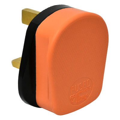 Rubber UK 13A 13 AMP Fused Plug Top Orange Mains Household Plugs 3 Pin ...