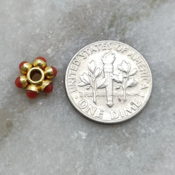 8x4 mm 18k Gold Bead Spacer Charm Coral gemstone Finding Bead | eBay