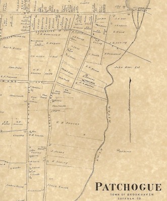 Patchogue NY 1873 Map with Homeowners Names Shown | eBay