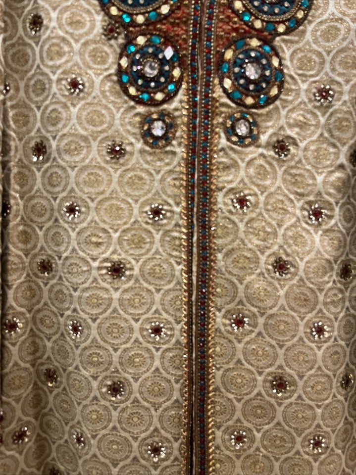 Golden Sherwani For Men Handwork Indian Pakistani Sherwani Groom Outfit ...