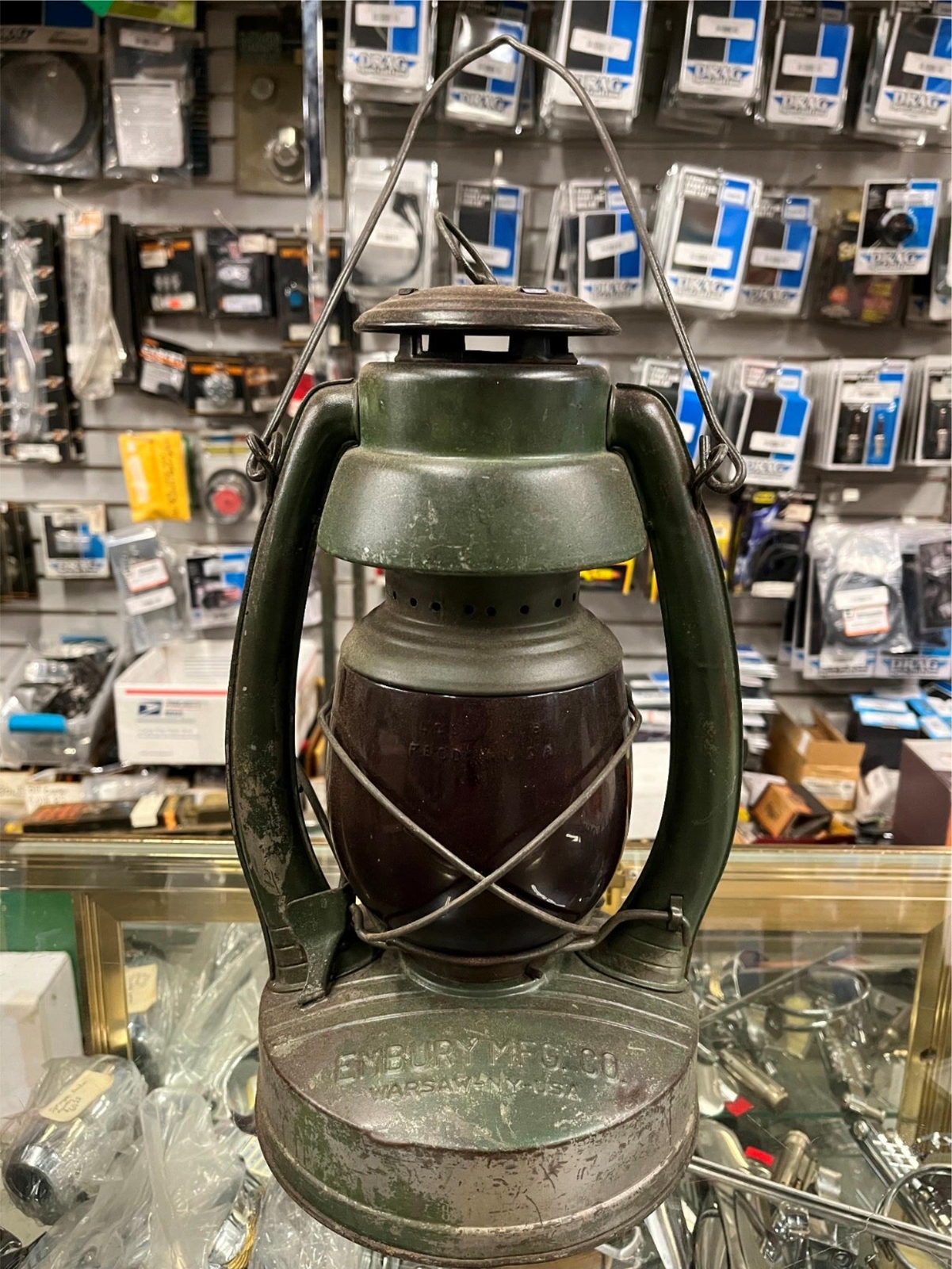 vtg Embury Manufacturing Co. D-Lite No.2 green railroad lantern Warsaw NY USA | eBay