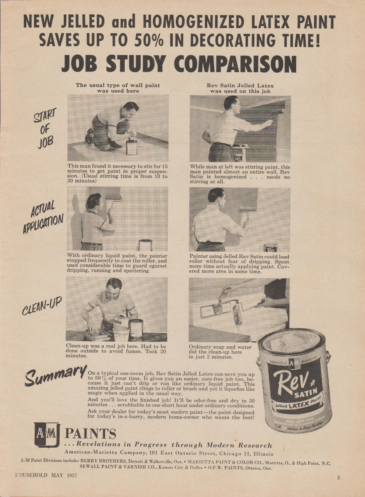 1957 A-M Rev Satin Paints - Job Study Comparison Two Guys Paint - Print ...
