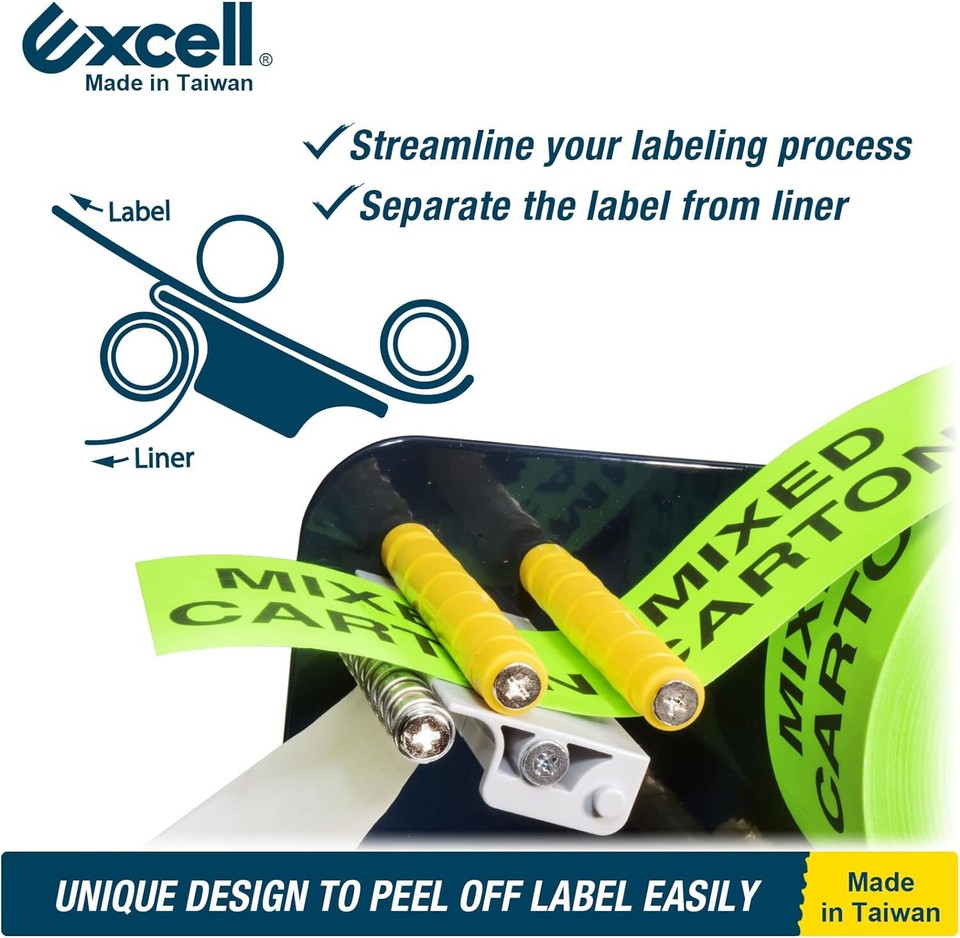 Excell LD-333 Bench Label Tape Dispenser, Blue, 3" (77mm) Core Diameter ...