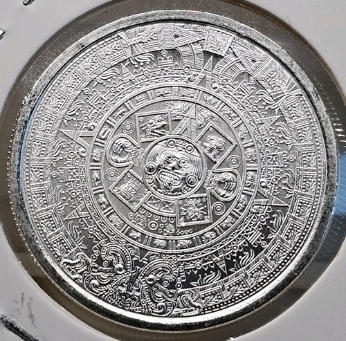 Pure Silver .999 Bullion - Mexico Aztec Calendar Mayan- 1/4 oz round ...