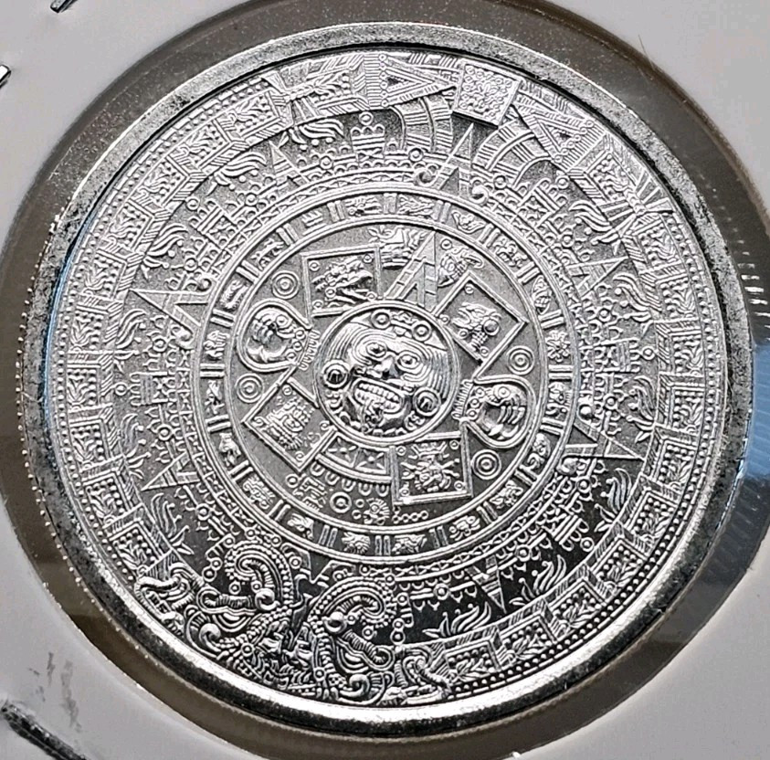 Pure Silver .999 Bullion - Mexico Aztec Calendar Mayan- 1/4 oz round ...
