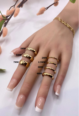 10K Solid Yellow Gold 2mm 3mm 4mm 5mm 6mm 8m Men's Women's Wedding Band ...