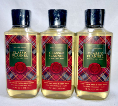 3 Classic Flannel Men's 3-in-1 Hair, Face & Body Wash Bath & Body Works ...
