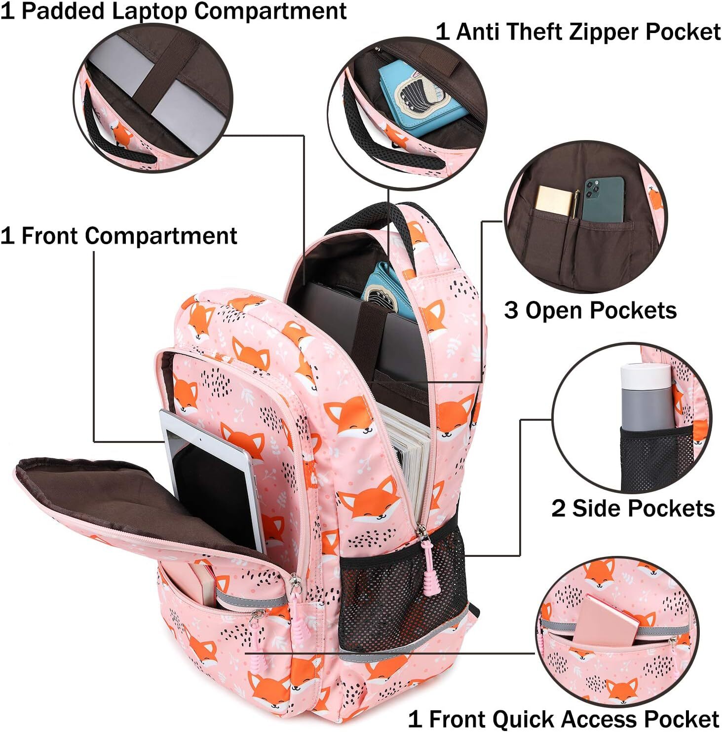 Soekidy Backpacks for Girls Backpack School Fox Unicorn Kids ...