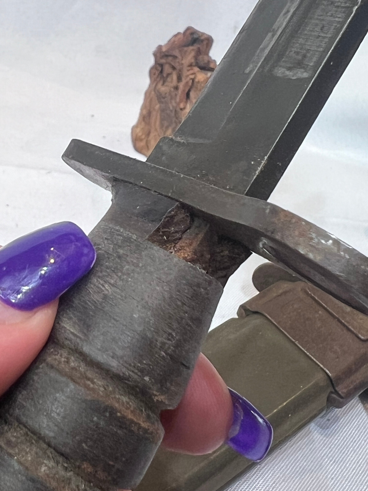 WW2 Fighting Knife Bayonet W/ Mismatched Scabbard Stacked Leather ...