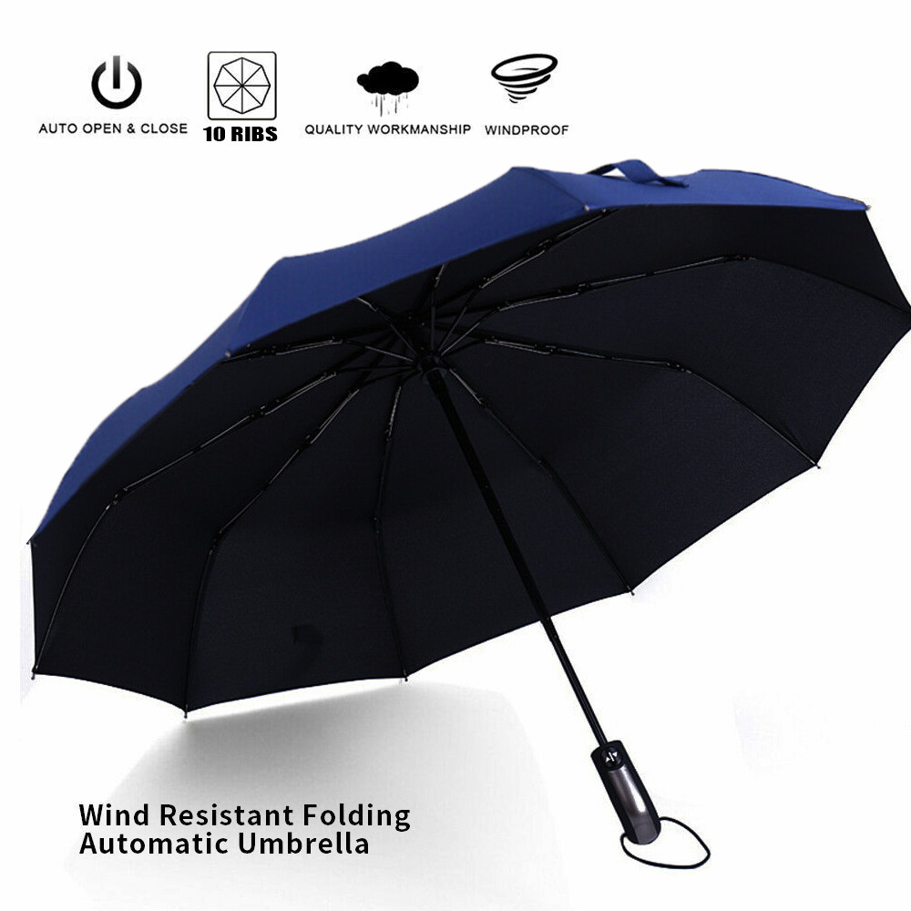 Unisex Stormproof Automatic Umbrella Folding Windproof Strong Hard Case ...