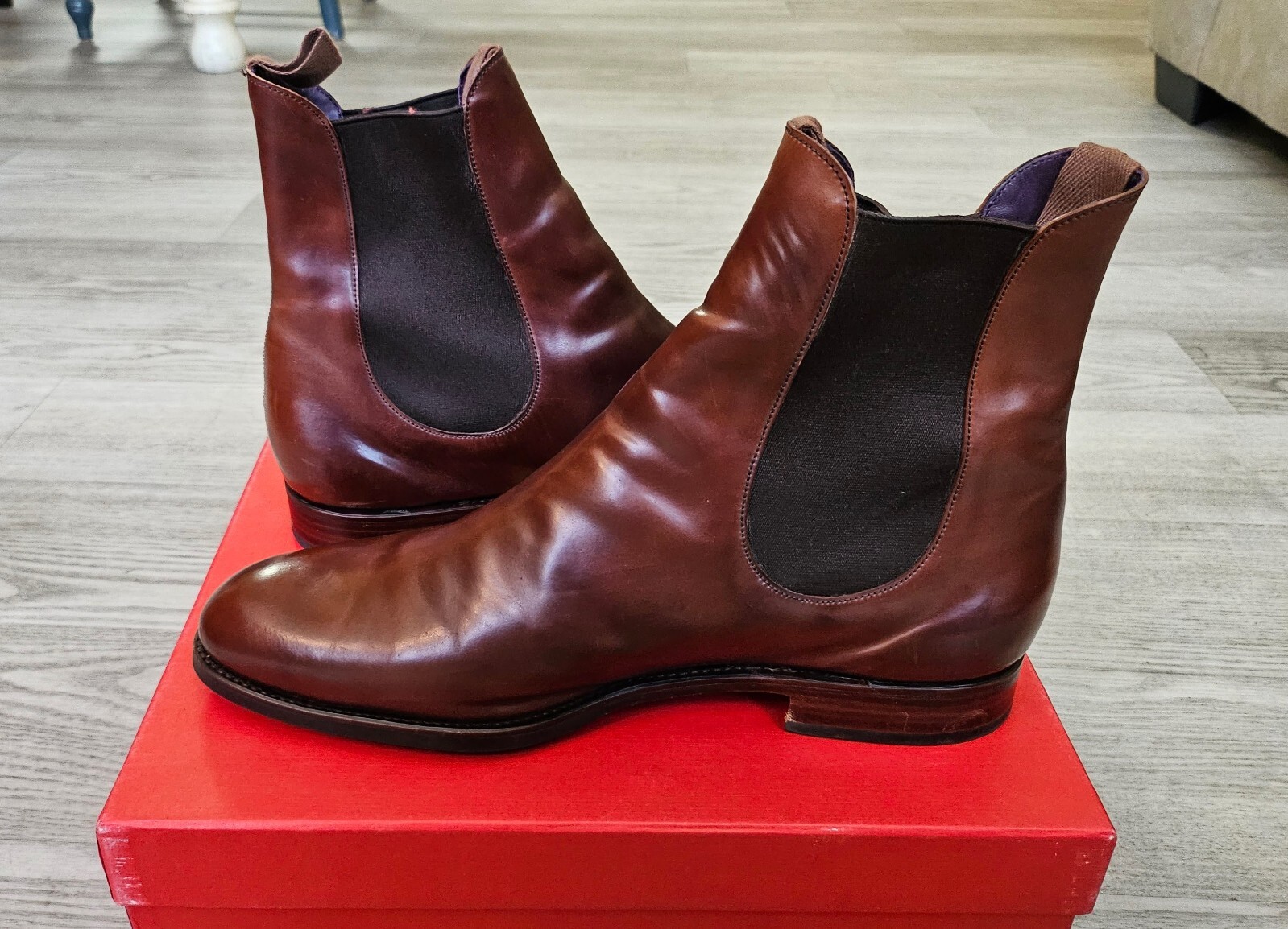Carmina Shell Cordovan Wholecut Chelsea Boots US 12 EU 45 Brown Spain ...