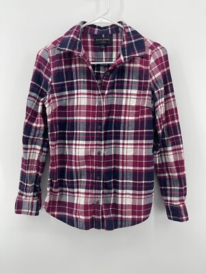 Banana Republic Light Flannel Shirt Top Womens Size XS Pink Purple ...