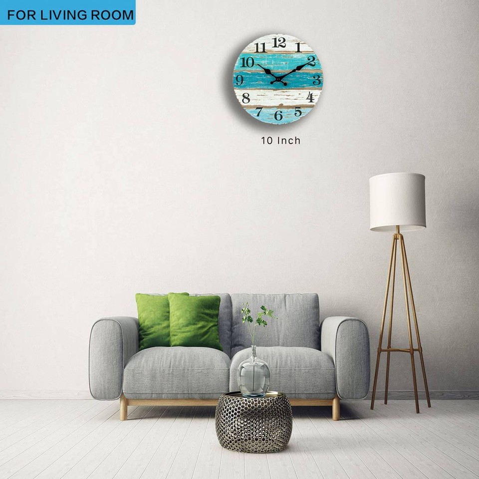 Wall Clock-Beach Themed Wall Clocks Battery Operated Silent Non ...