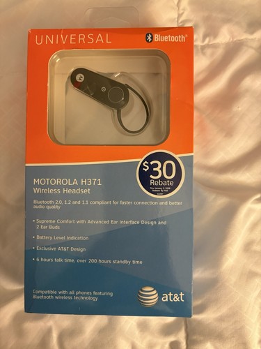 Motorola H371 Wireless Headset AT&T Universal Bluetooth 2.0 1.2 1.1 ...