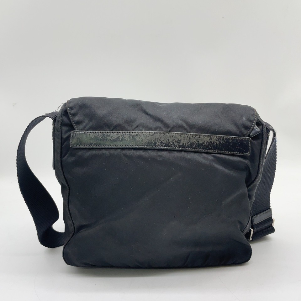 Auth PRADA Triangle Logo Tessuto Nylon Black Tote/Shoulder Bag SET2 W/C ...