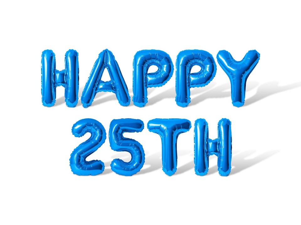HAPPY 25TH Letter Balloon Banner - 25th Birthday Party Decoration For ...