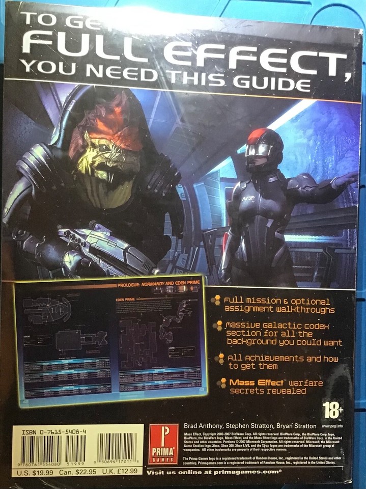 Mass Effect Prima Official Strategy Game Guide Xbox 360 Factory Sealed ...
