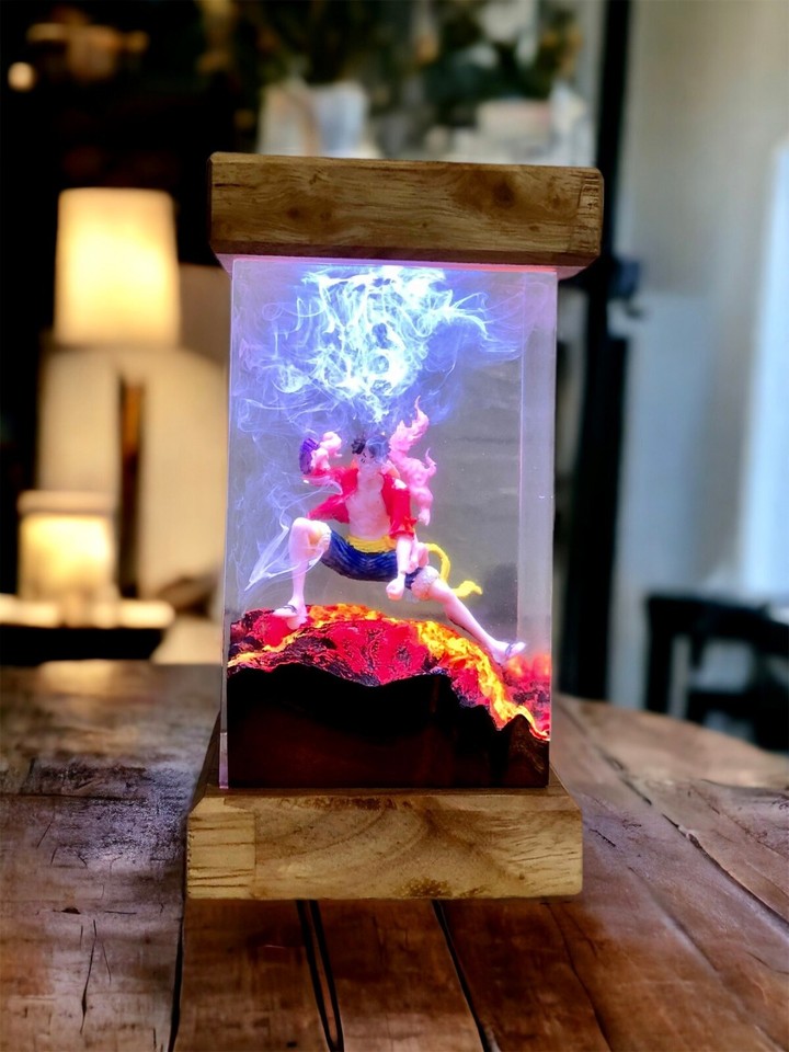 Epoxy Lamp, Resin Night Light One Piece Luffy Anime Night light, Custom ...