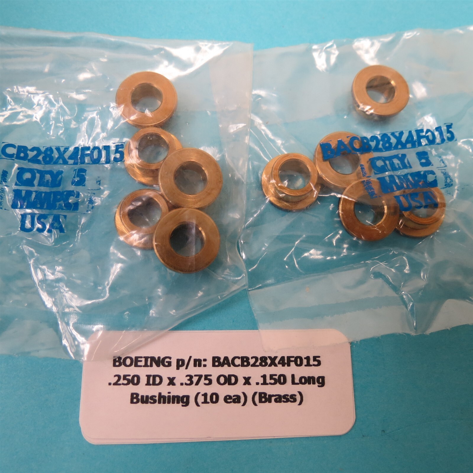 1/4 ID x 3/8 OD .150 MADE in USA! Boeing BACB28X4F015 Brass Bearing ...