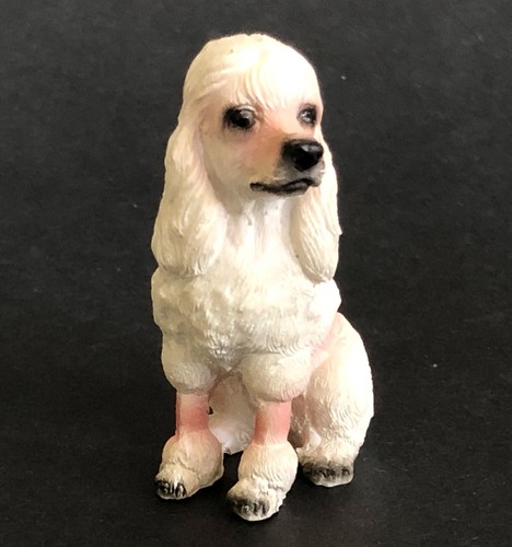 Poodle Dog Figure White Standard Miniature Toy Figurine Resin Vintage ...