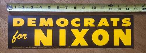 1960 Richard Nixon Campaign Bumper Sticker Vintage Original | eBay