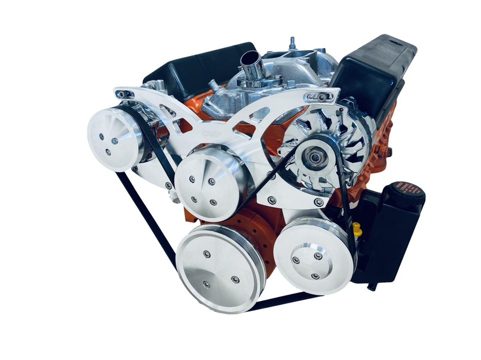 Small Block Chevy Serpentine Pulley Conversion Kit ALT PS A/C SBC 350 ...