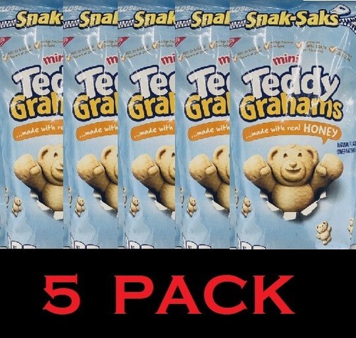 5x NABISCO Teddy Grahams MINI Honey Graham Snack Saks 8 oz Bag - 5 PACK ...