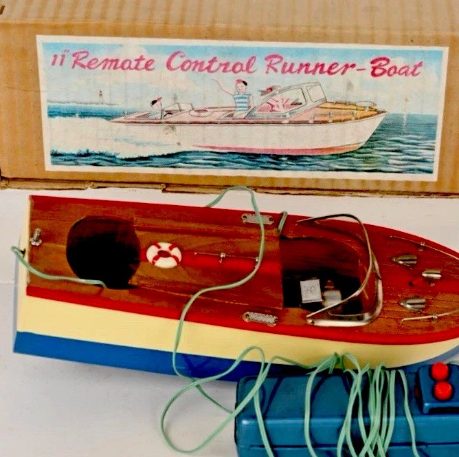 Vintage 1950's Wooden NKK Runner Boat Speed Boat Toy Made in Japan W ...