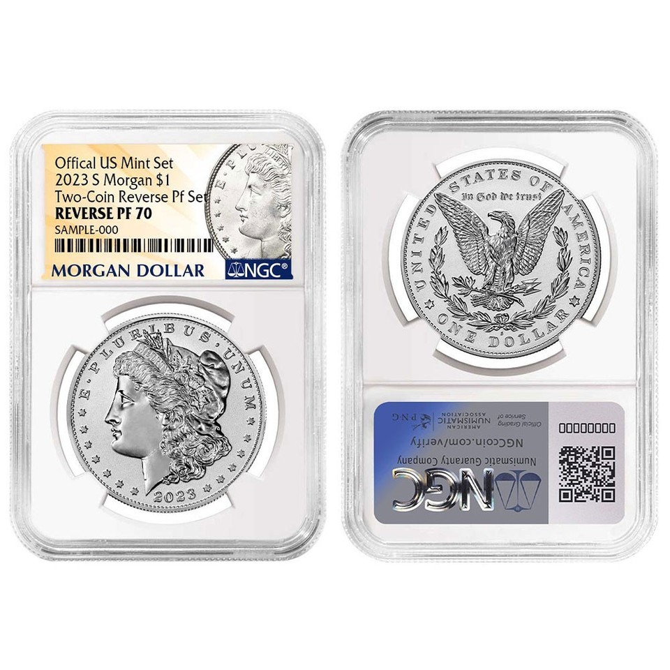 2023 S Morgan & Peace Reverse Proof Set NGC PF70 ER Morgan Peace Label ...