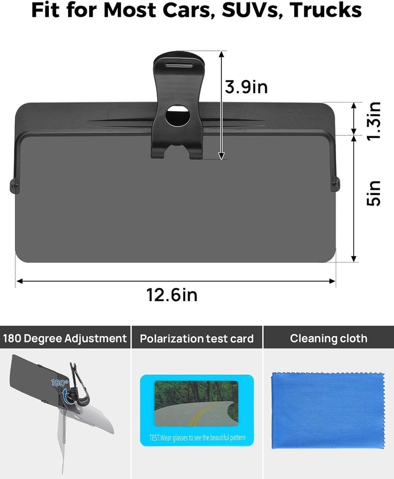 Sun Visor Extender for Cars, Polarized Sun Visor Extender Universal Sun ...