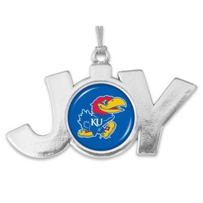 Kansas Jayhawks Blue Joy Silver Metal Christmas Ornament Decoration KU ...