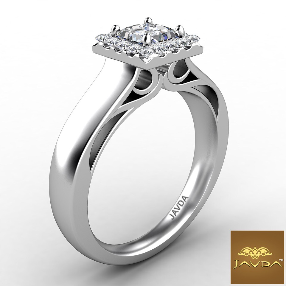 Princess Diamond U Pave Filigree Shank Engagement Ring GIA I Color SI1 ...