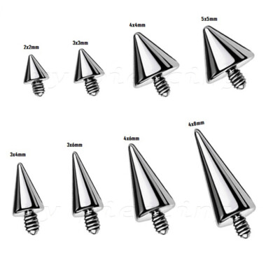 2pcs 16G 14G Surgical Steel Internally Threaded Spike End Dermal Anchor ...