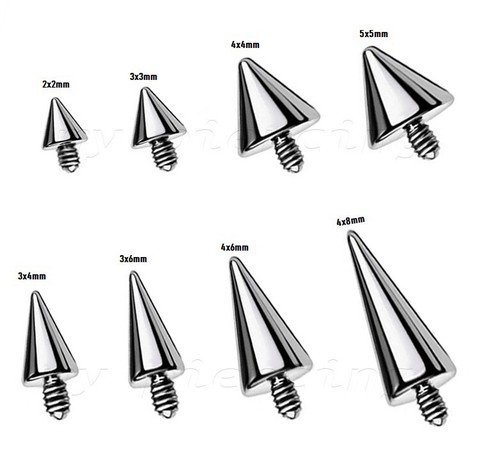 2pcs 16G 14G Surgical Steel Internally Threaded Spike End Dermal Anchor ...