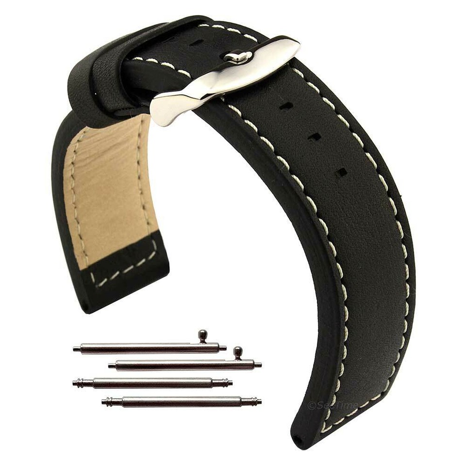 Genuine Leather Watch Strap Band Quick Release Spring Bars 18 20 22 24 ...