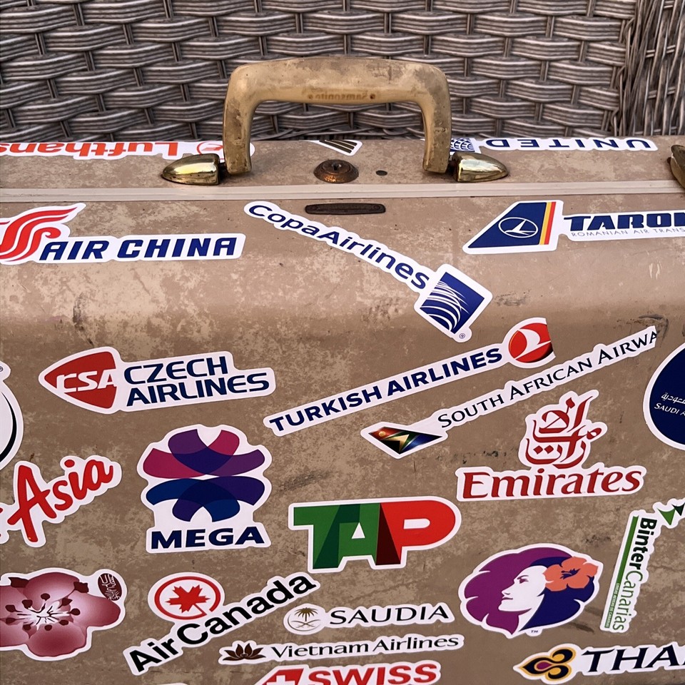 Vintage Samsonite Suitcase 1950s With Vtg. Inspired Airline Stickers | eBay