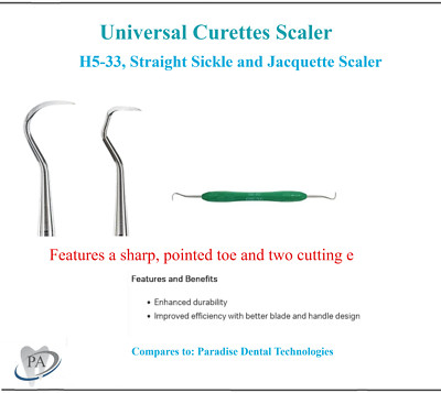 Dental H5-33 Jacquette Anterior H5 Straight Sickle Scaler Lightweight ...