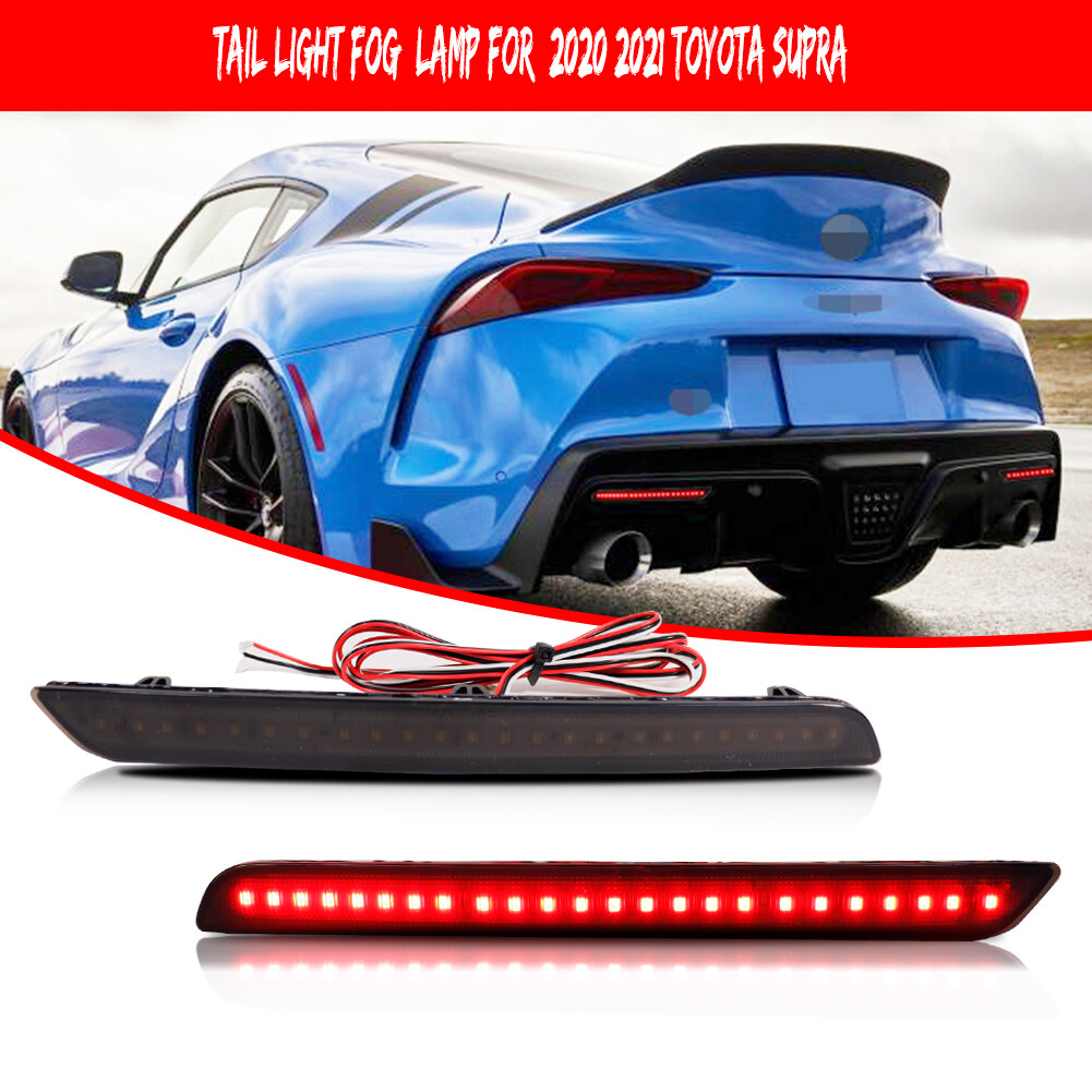 For 2020-up Toyota GR Supra Smoked Lens Rear Reflector Foglight Tail ...