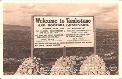 RPPC Tombstone Arizona Boothill Graveyard Road Sign & Panoramic View ...