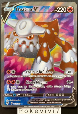 Carte Pokemon HEATRAN 165/189 V Full Art FA Epée et Bouclier 10 EB10 FR ...