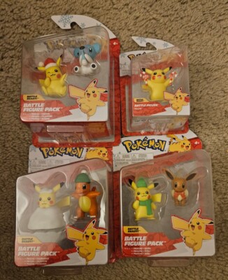 Pokemon Battle Ready Battle Figure Pack Christmas Pikachu & Eevee New 7 ...