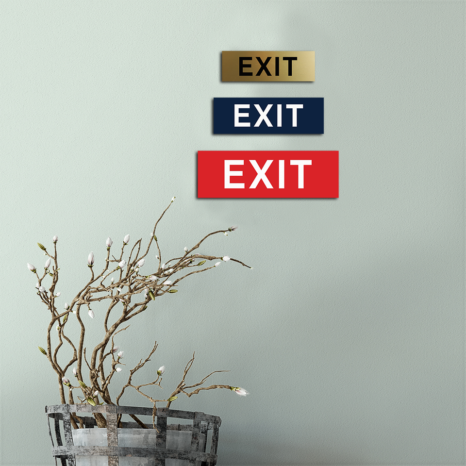 Basic EXIT Door / Wall Sign - Silver - Medium | eBay