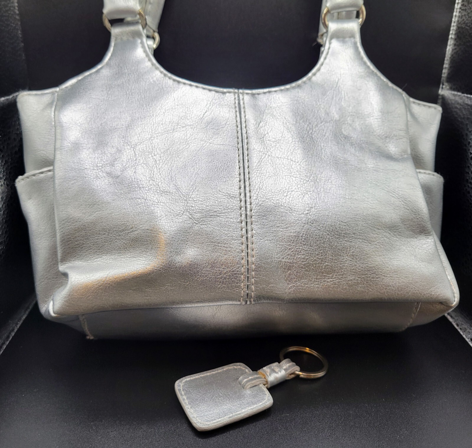 ST. JOHN'S BAY Silver Purse w/Attached Wallet COCKTAIL Urban Chic VEGAN ...