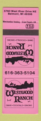 Matchbook Cover - Westwood Ranch Belmont MI | eBay