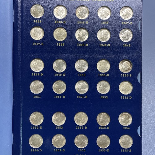1946-1964 Roosevelt Dime 48 Coin BU Set 10c 90% Silver In Whitman ...