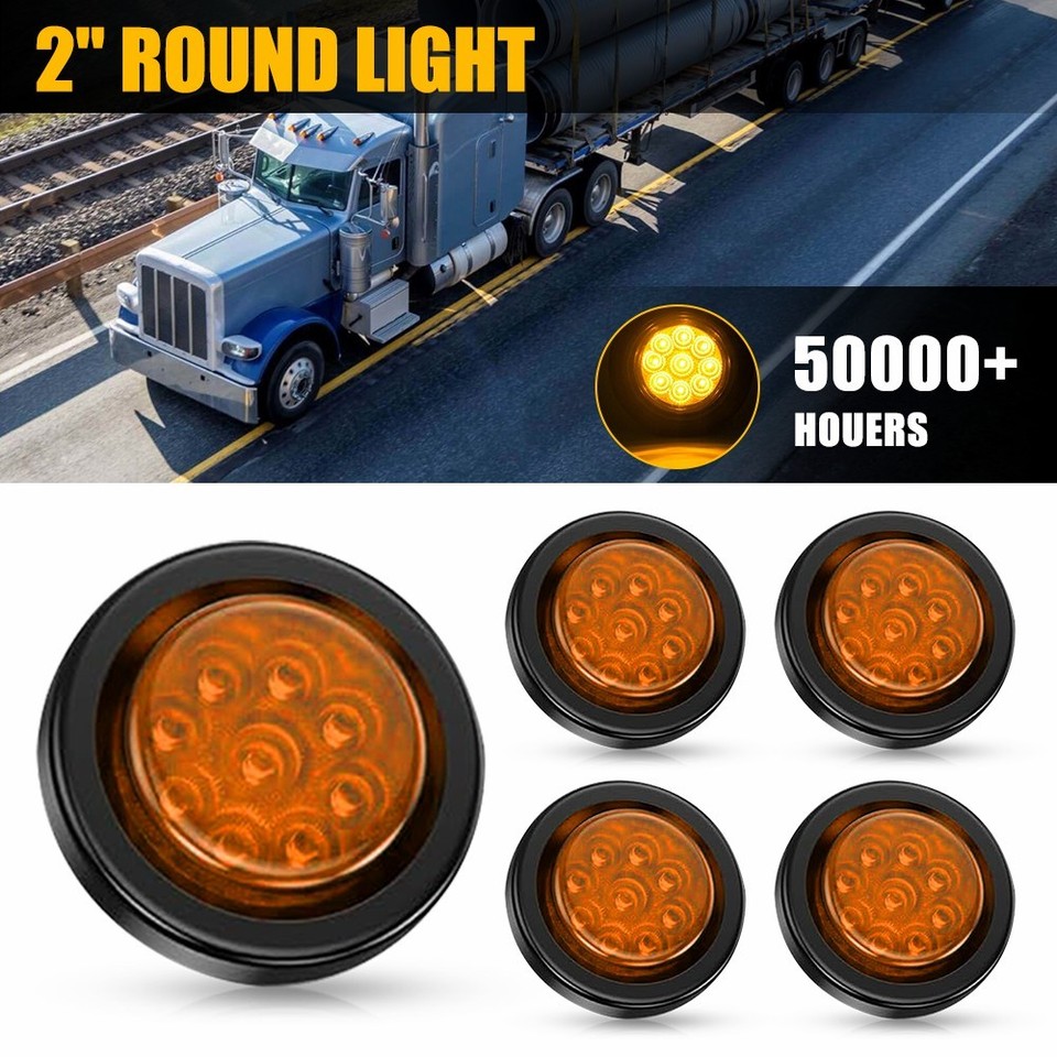 2" Lights Marker LED Truck Round Trailer Side Bullet Light Amber ...