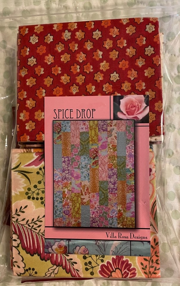 "Spice Drop”quilt top kit-florals/stripes fabrics+pattern-54x72”-Villa ...